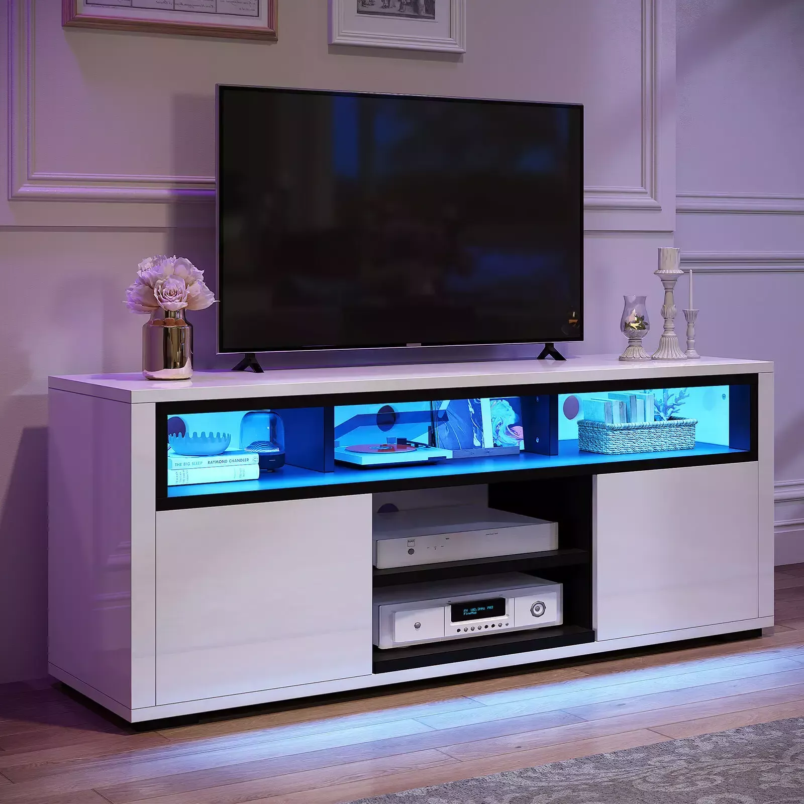 Modern LED TV Stand Cabinet with RGB Lights - STORELUXY